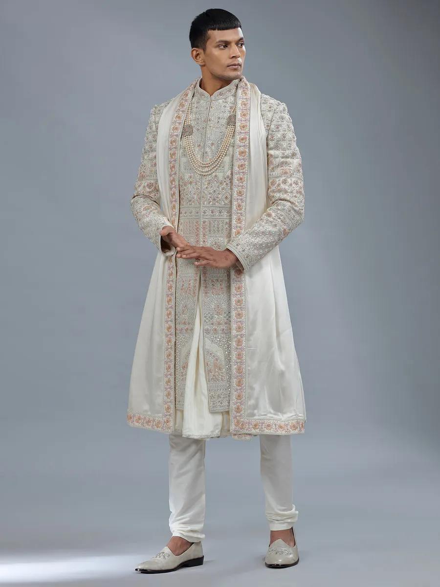Letest cream peshwai style sherwani for groom-G3-MSH8100 | United...