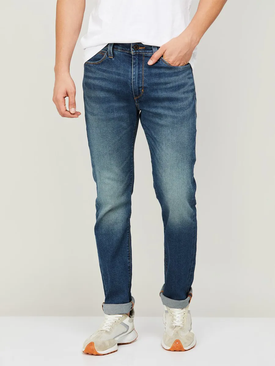 Levis washed dark blue 511 slim fit jeans-G3-MJE4286