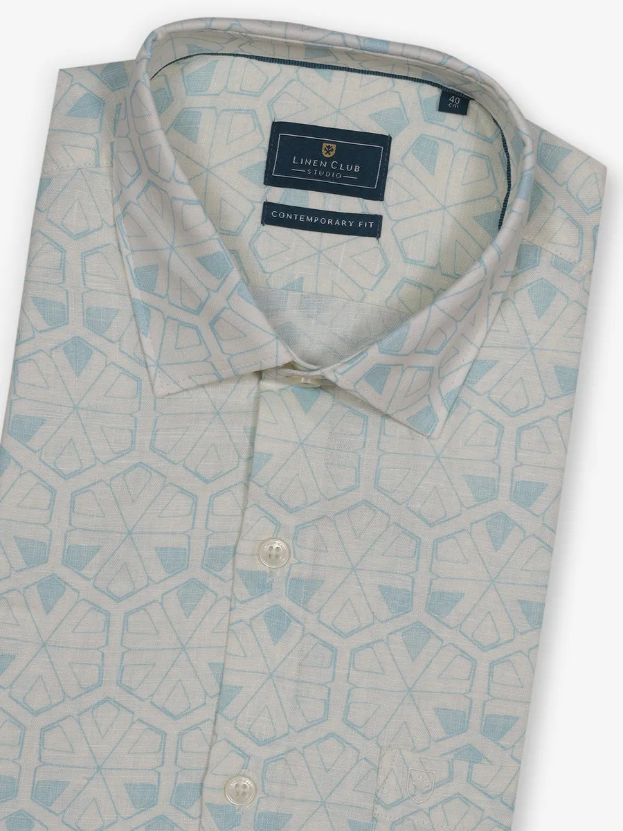 LINEN CLUB light beige linen formal shirt-G3-MFS15150