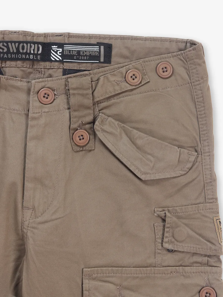MD SWORD khakhi solid cargo jeans -G3-MJE5439