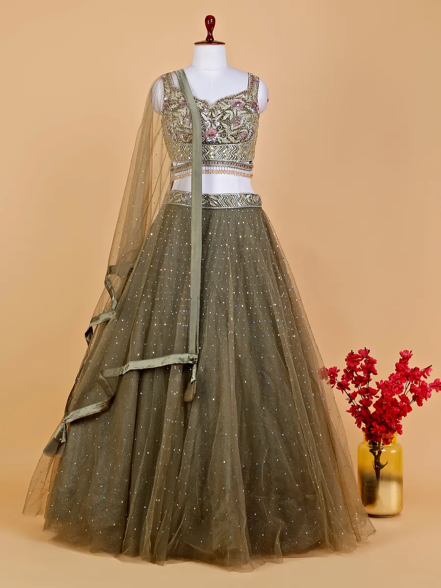 Mehendi green wedding lehenga choli-G3-WLC13917 | United States