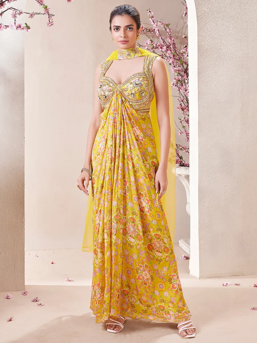 Mehendi yellow georgette salwar suit-G3-WSS42419