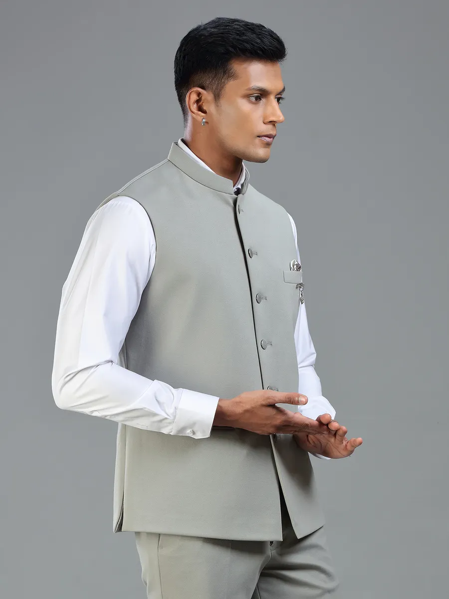 Minimalist with flair light grey waistcoat for men-G3-MWC2663