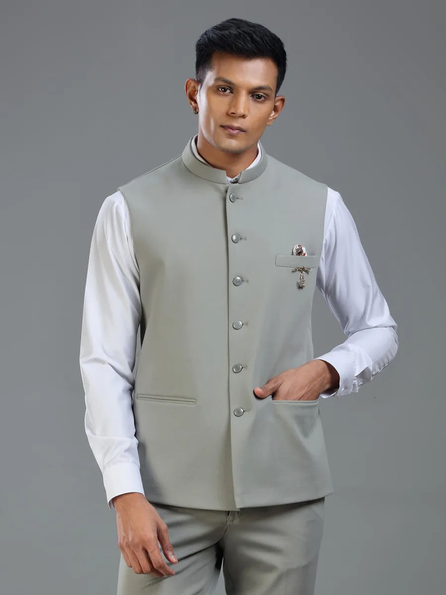Minimalist with flair light grey waistcoat for men-G3-MWC2663