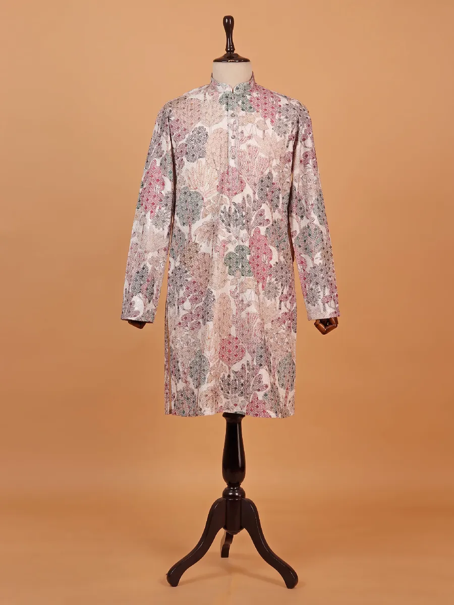 Multi color silk kurta set for men-G3-MKS6106 | United States