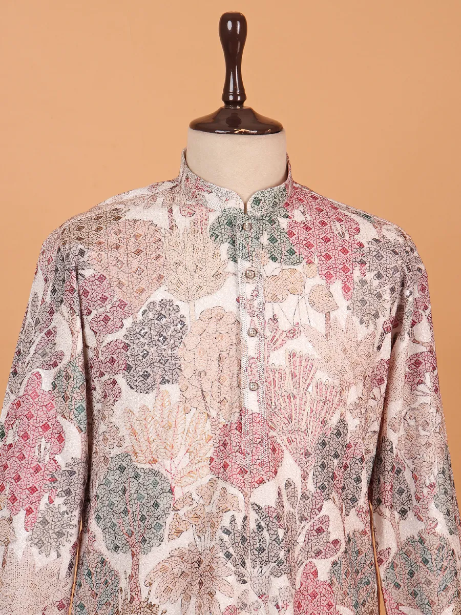 Multi color silk kurta set for men-G3-MKS6106 | United States