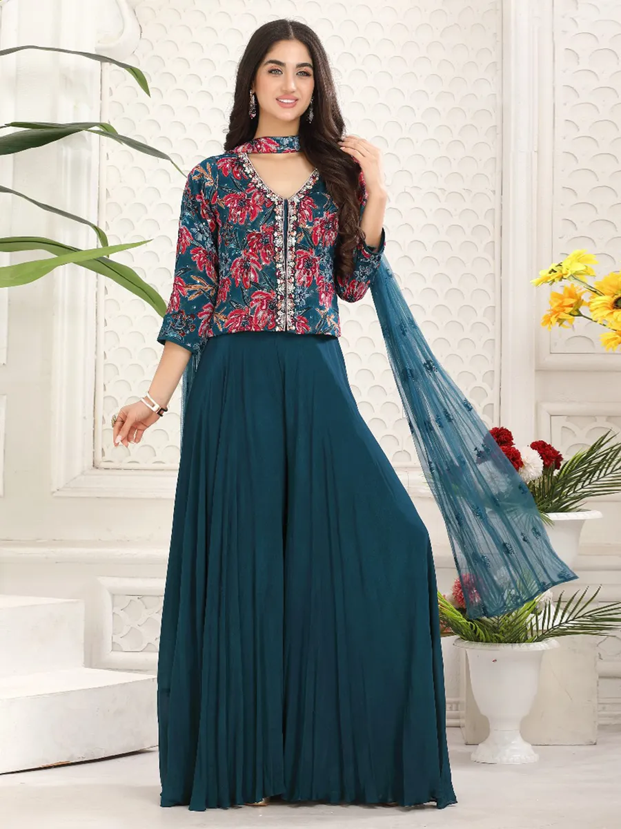 Trendy printed rama blue palazzo suit-G3-WSS41348 | Australia