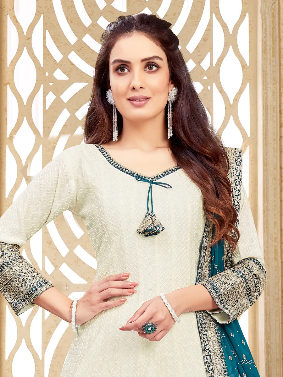 Newest off-white silk salwar suit for festive-G3-WSS42389 | United...