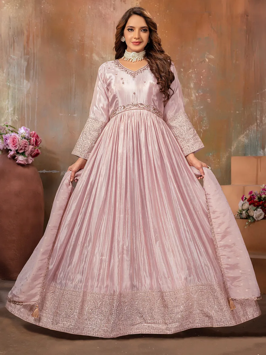 Onion pink anarkali suit with dupatta-G3-WSS42701