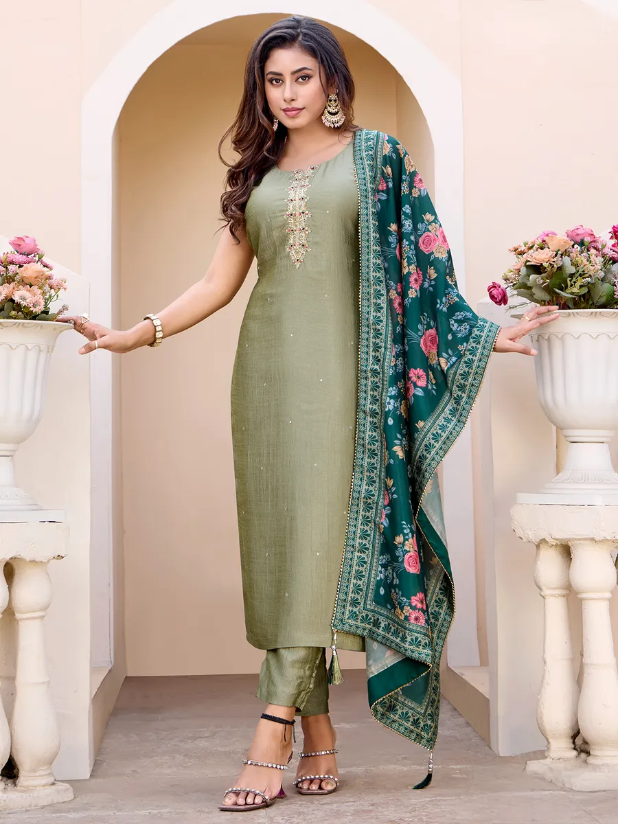 Pastel green silk festival wear salwar suit-G3-WSS43037 | Singapore