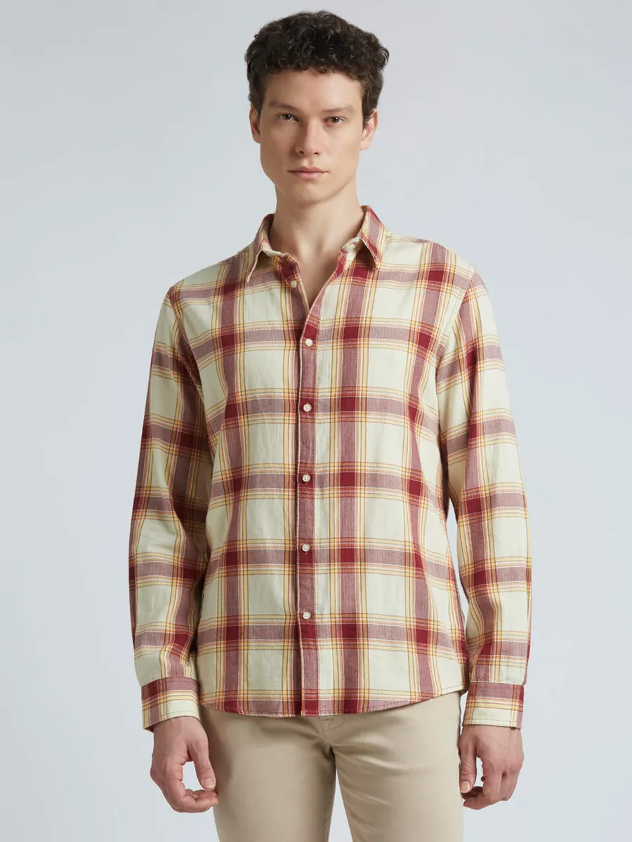 PEPE yellow and red checkered cotton shirt-G3-MCS14369 | United States