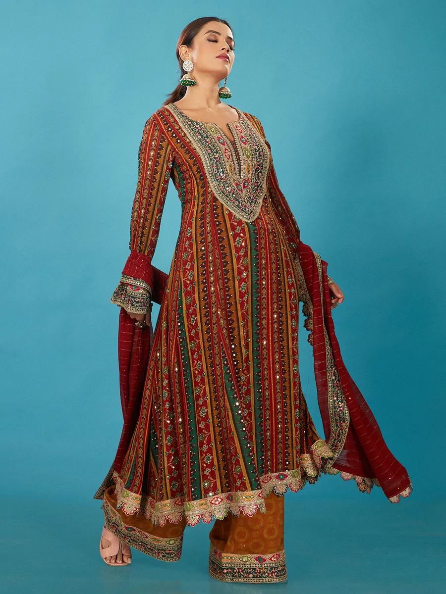 Printed Mustard Yellow Silk Palazzo Suit G3 Wss41288 United States
