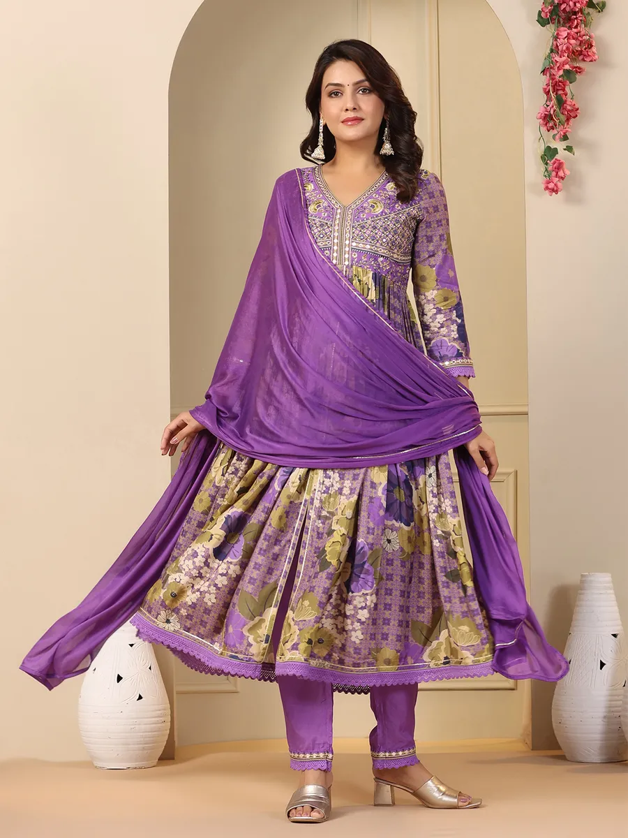Purple cotton kurti set with dupatta-G3-WPS02699 | United States