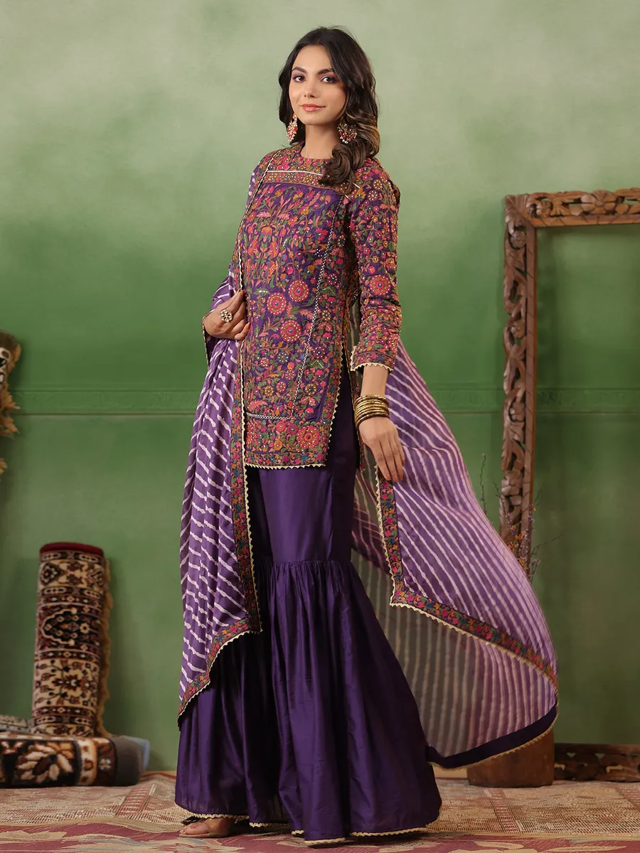 Purple sharara suit with leheriya dupatta-G3-WSS40951 | Australia