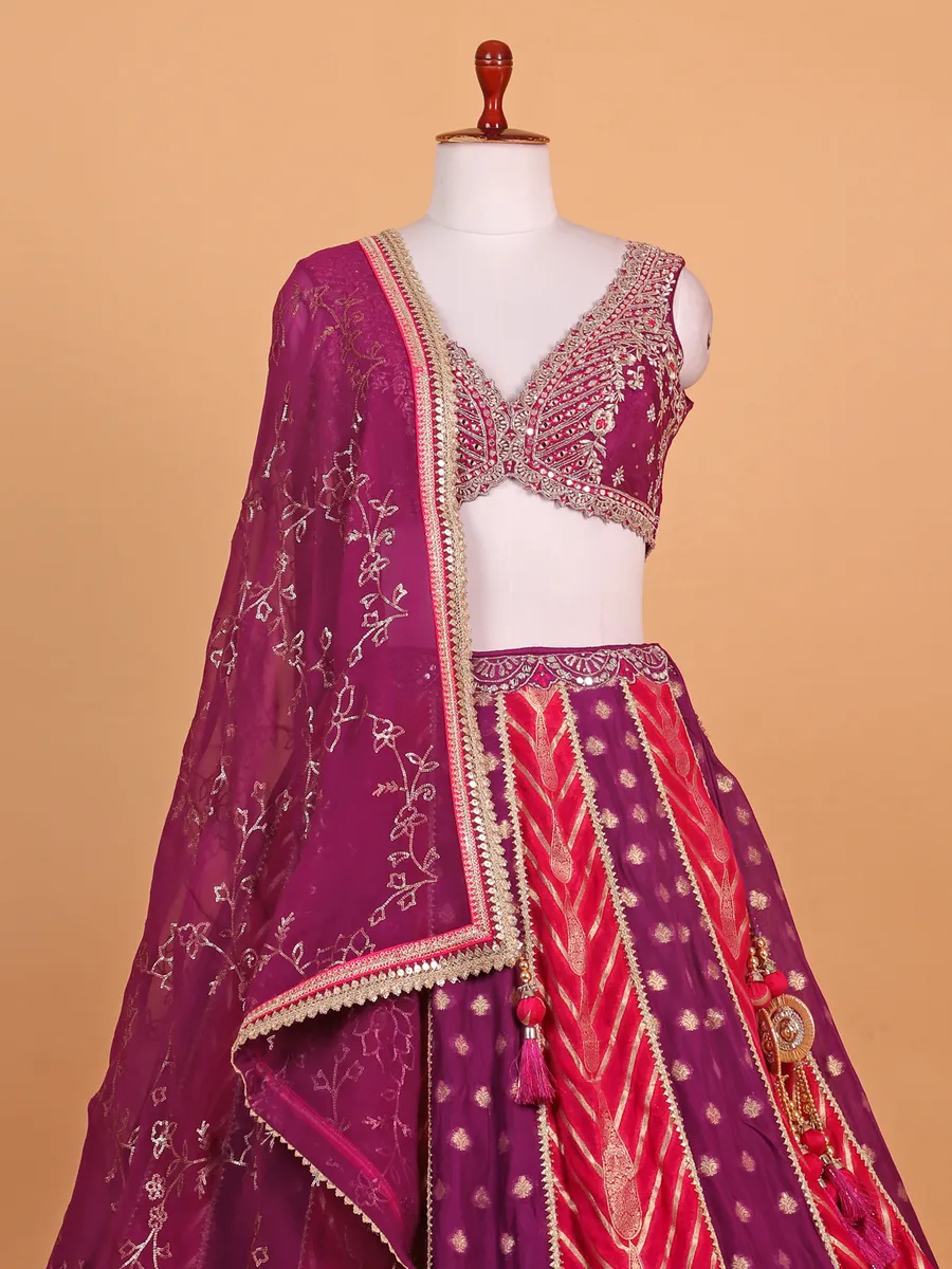 Purple silk sweet heart neck choli suit-G3-WLC16506 | United States