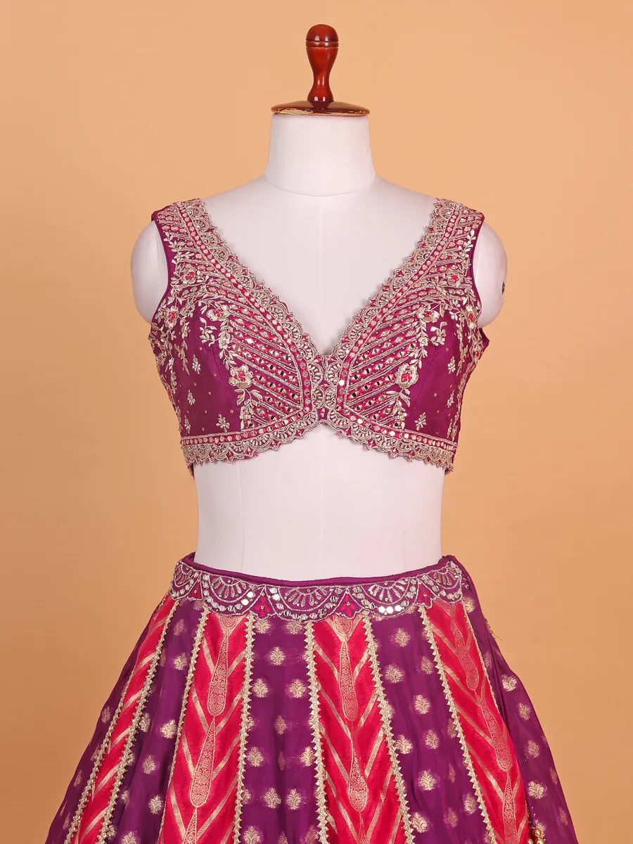 Purple silk sweet heart neck choli suit-G3-WLC16506 | United States