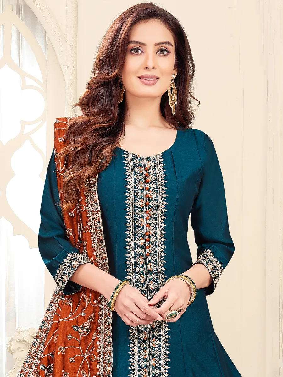 Rama blue salwar suit in rich silk-G3-WSS42838
