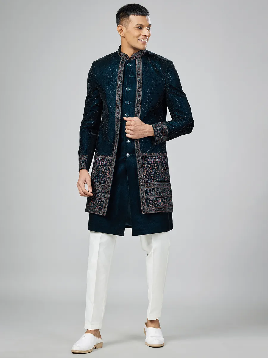 Rama blue velvet reception style indowestern-G3-MIW42 | United Kingdom