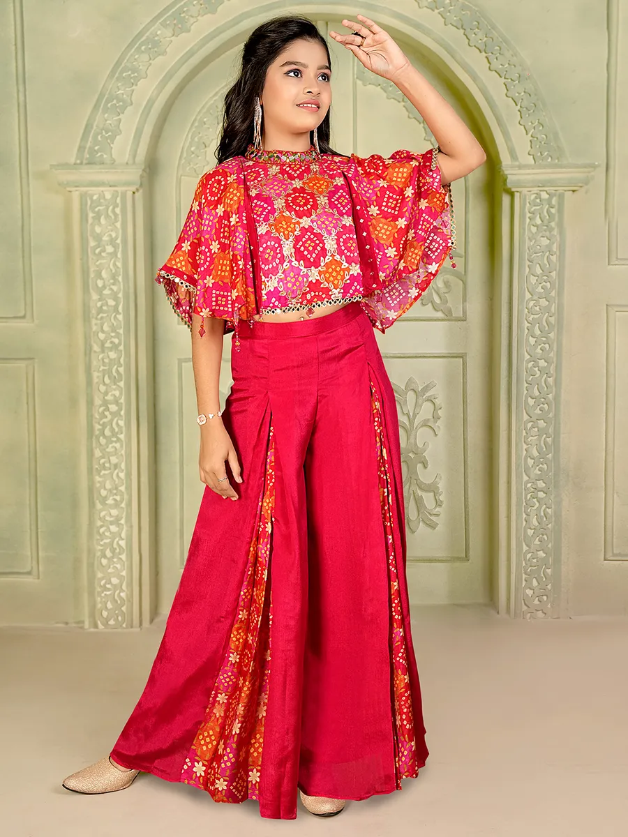 Red silk palazzo salwar suit for girls-G3-GSS3081 | United States