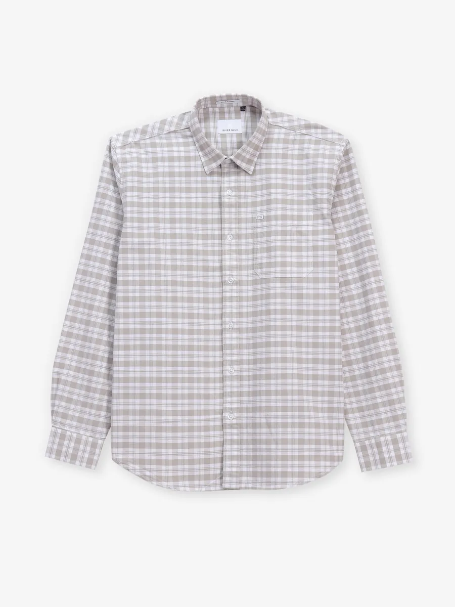RIVER BLUE white and beige checks shirt-G3-MCS14659 | United States