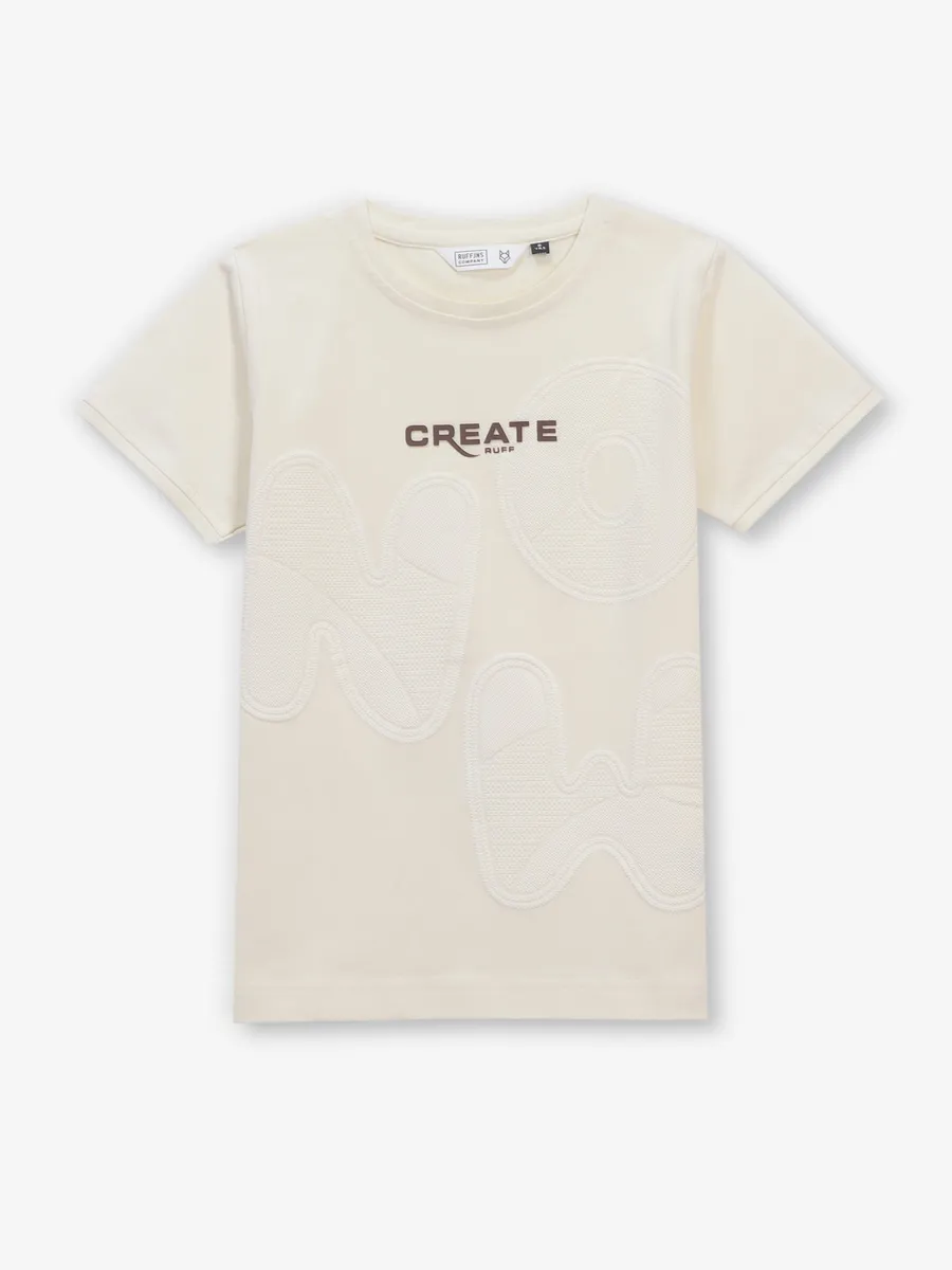 RUFF cream texture cotton t-shirt-G3-BTS5306 | United States