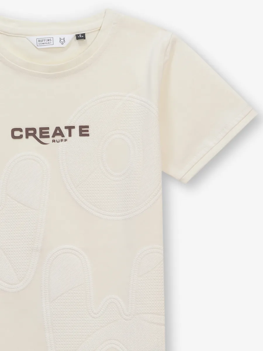RUFF cream texture cotton t-shirt-G3-BTS5306 | United States
