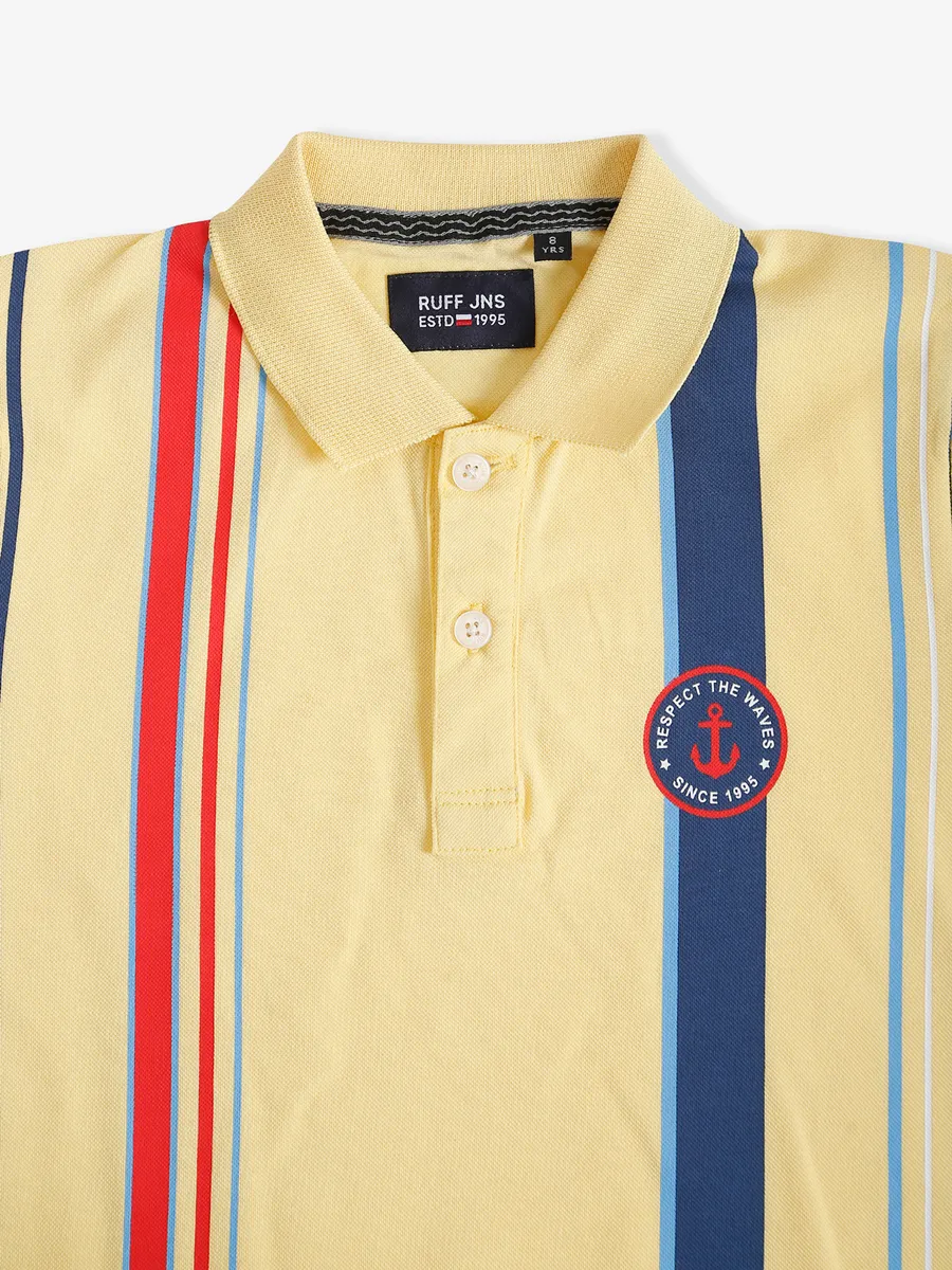 Ruff yellow stripe polo t shirt-G3-BTS4820