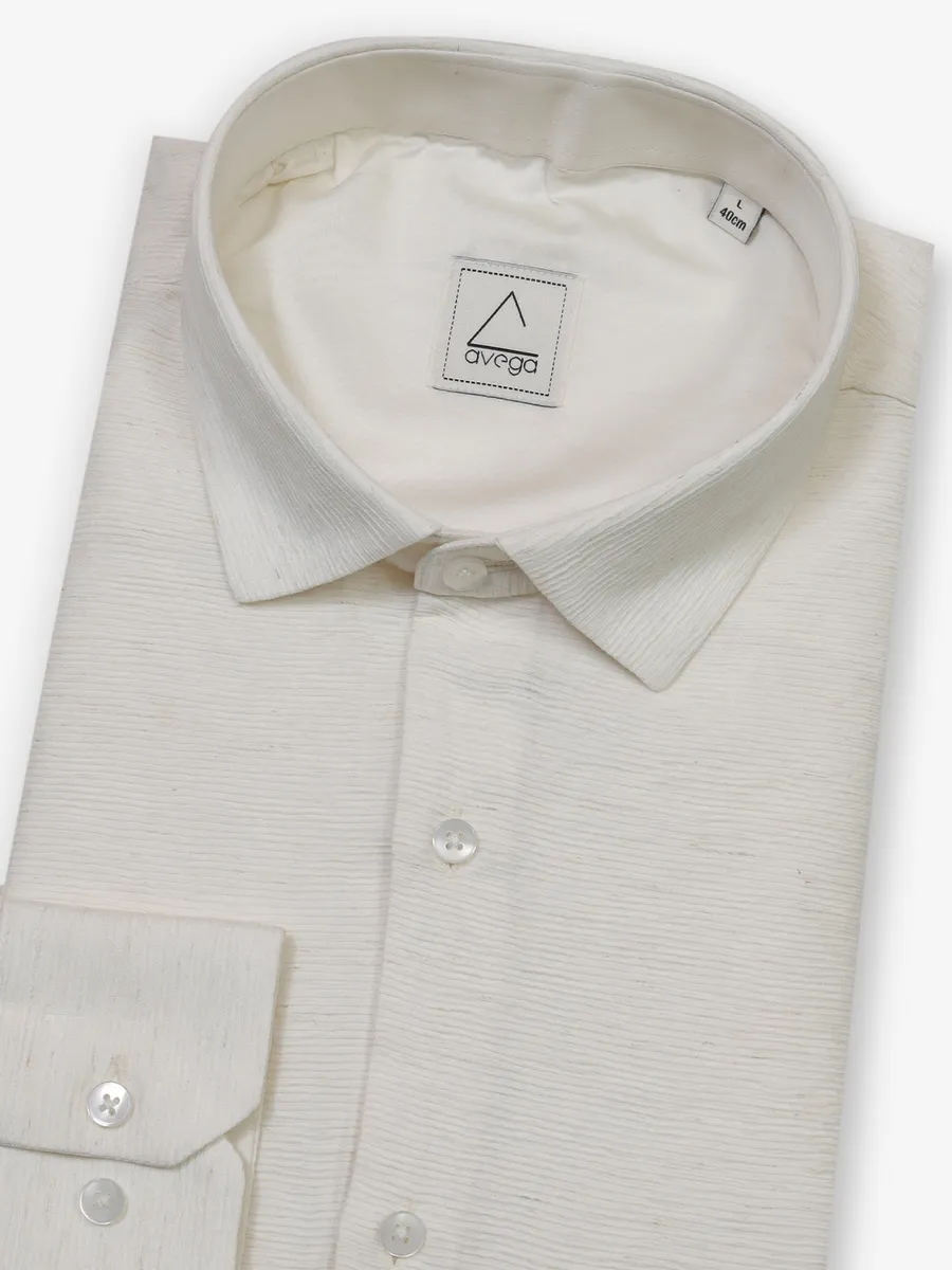 Shinning cream textured cotton party shirt-G3-MPS14823 | United States