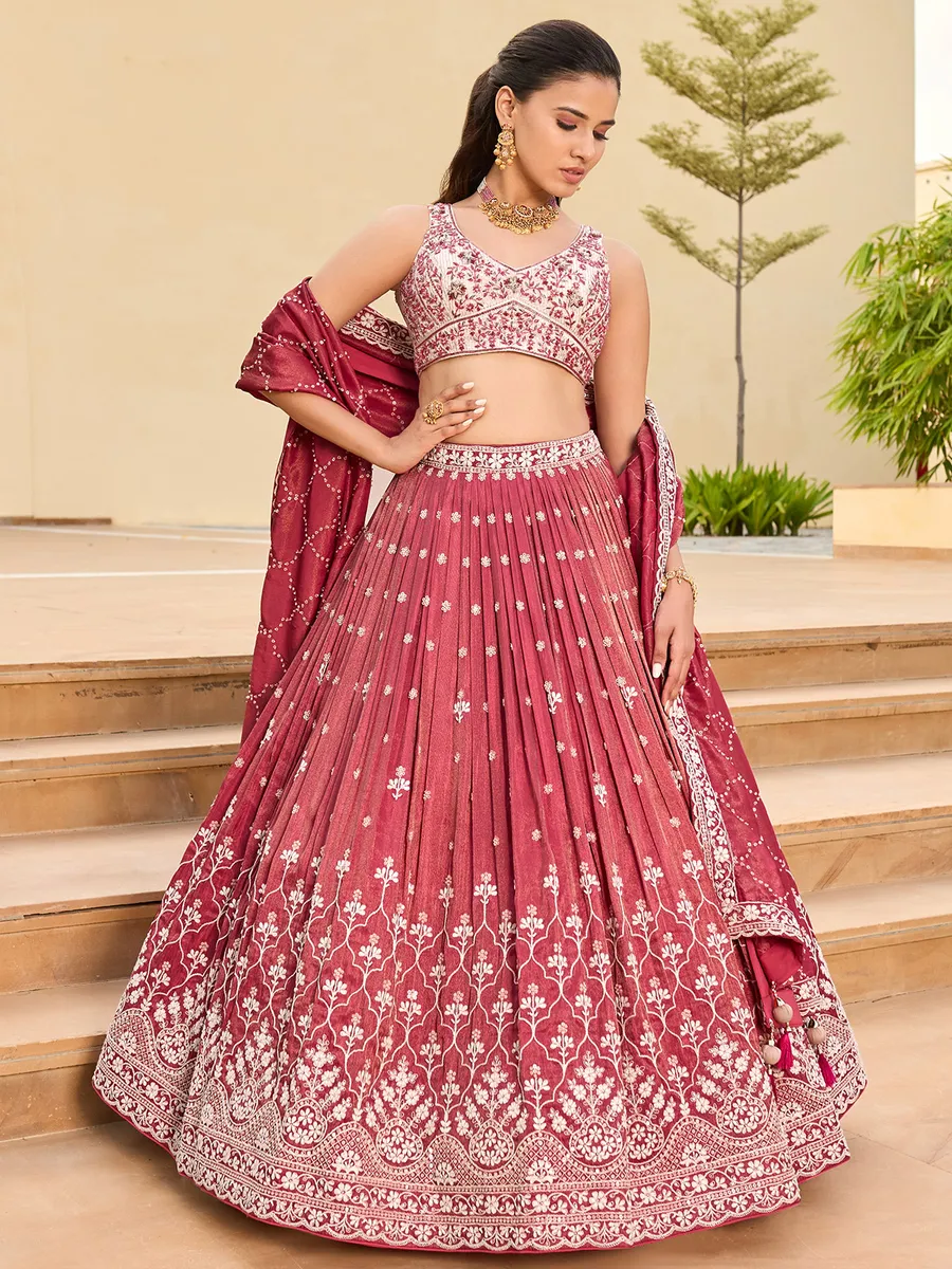 Silk maroon wedding wear lehenga choli-G3-WLC15748