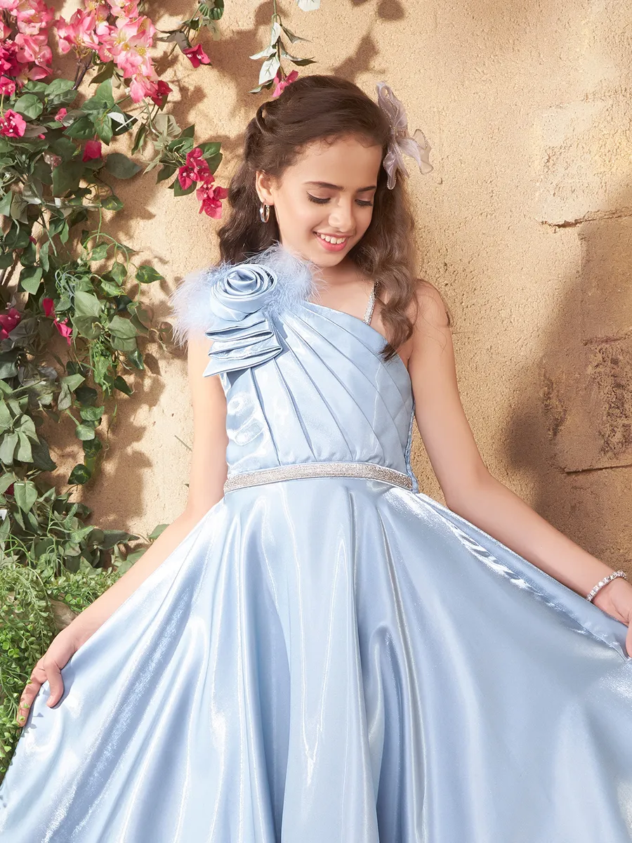 Sky blue organza designer gown-G3-GGO0890