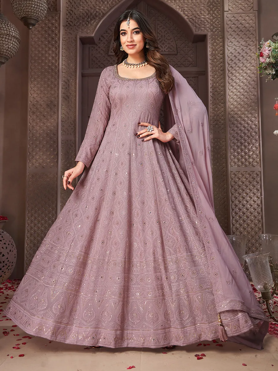 Stunning onion pink georgette anarkali suit-G3-WSS42609 | United...