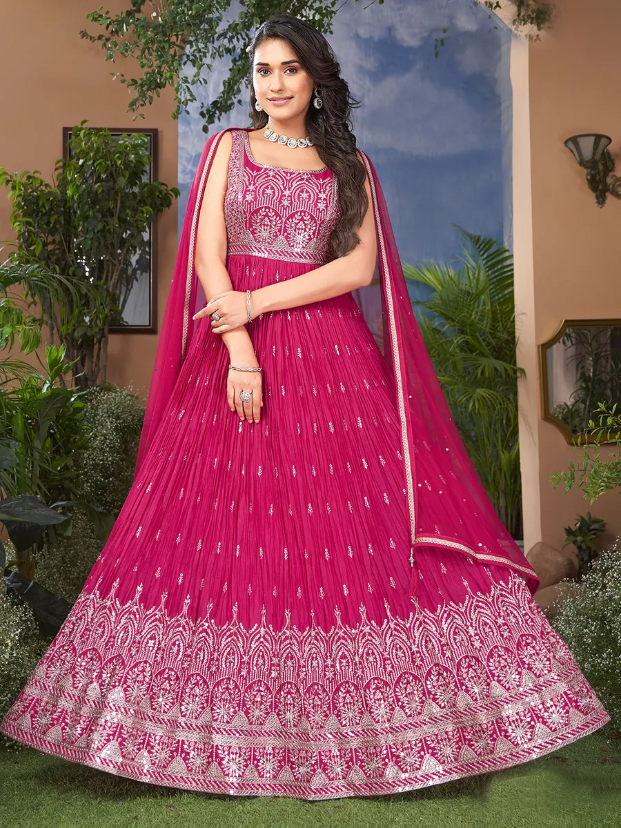 Stunning rani color anarkali suit-G3-WSS42614