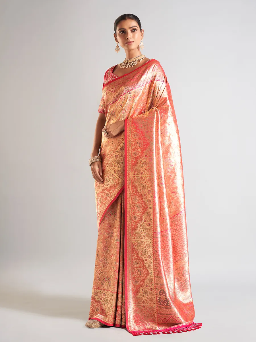 Stunning rani color kanjivaram silk saree-G3-WSA56472 | United States