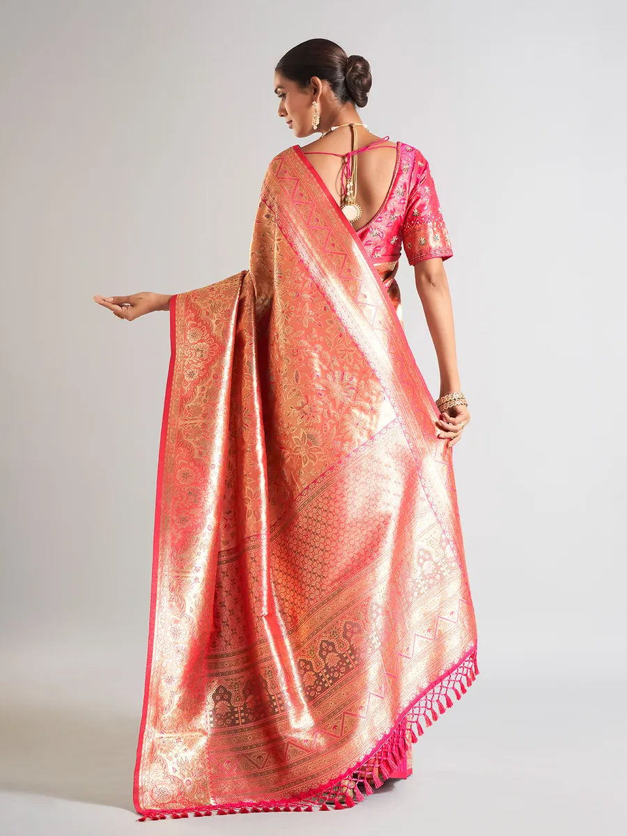 Stunning rani color kanjivaram silk saree-G3-WSA56472 | United States