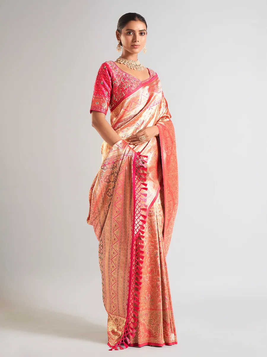 Stunning rani color kanjivaram silk saree-G3-WSA56472 | United States