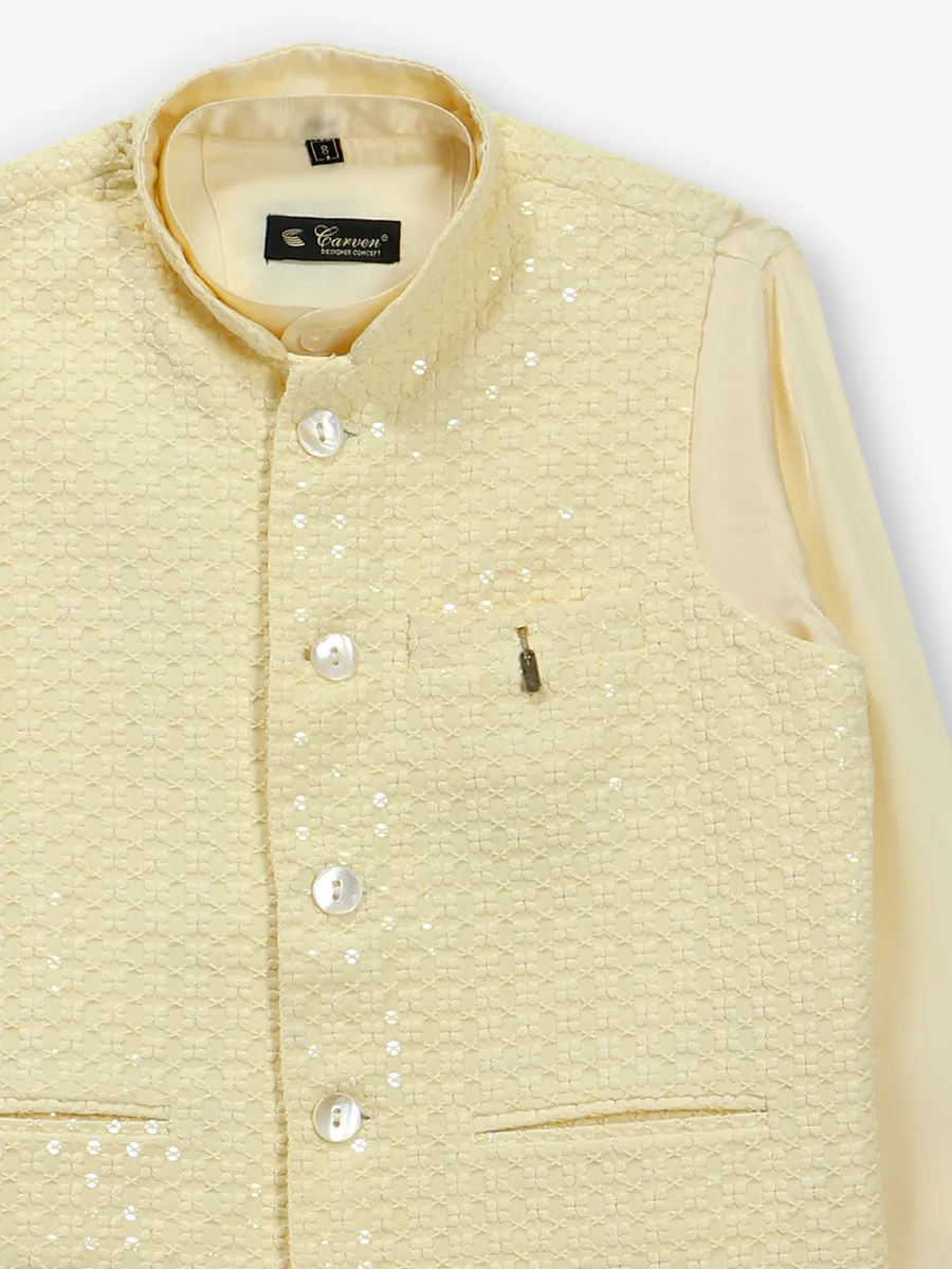 Stunning yellow cotton silk waistcoat set-G3-BWCS11443 | United States