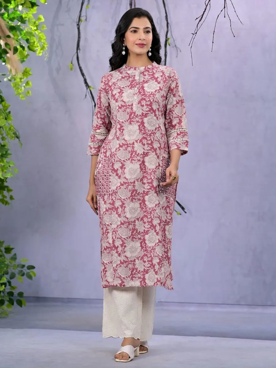 Stylish wine cotton printed kurti set-G3-WPS03780 | United States