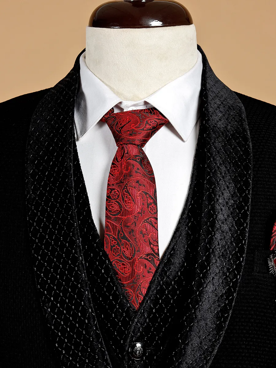 Terry rayon reception wear black coat suit in textured-G3-MCO1276...