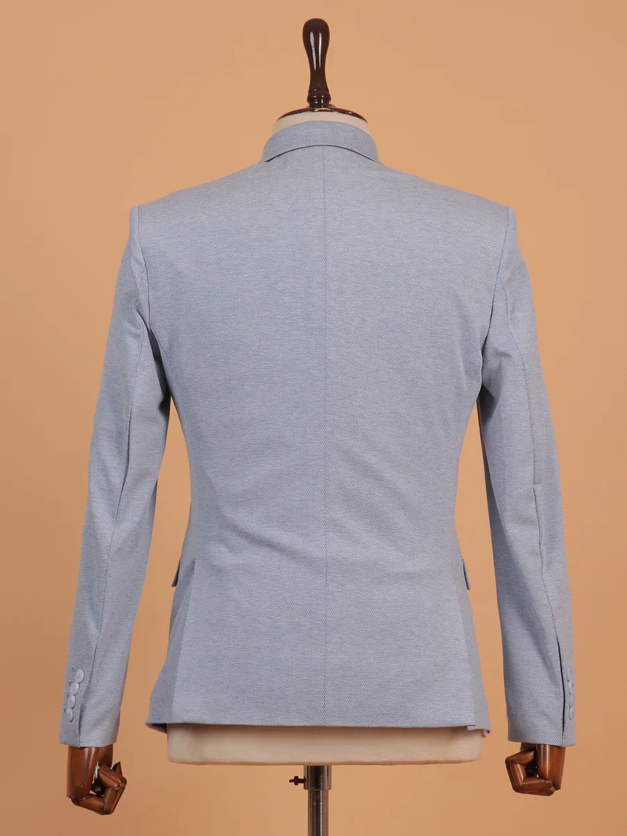 Textured cotton men blazer in powder blue-G3-MBL01154 | United States