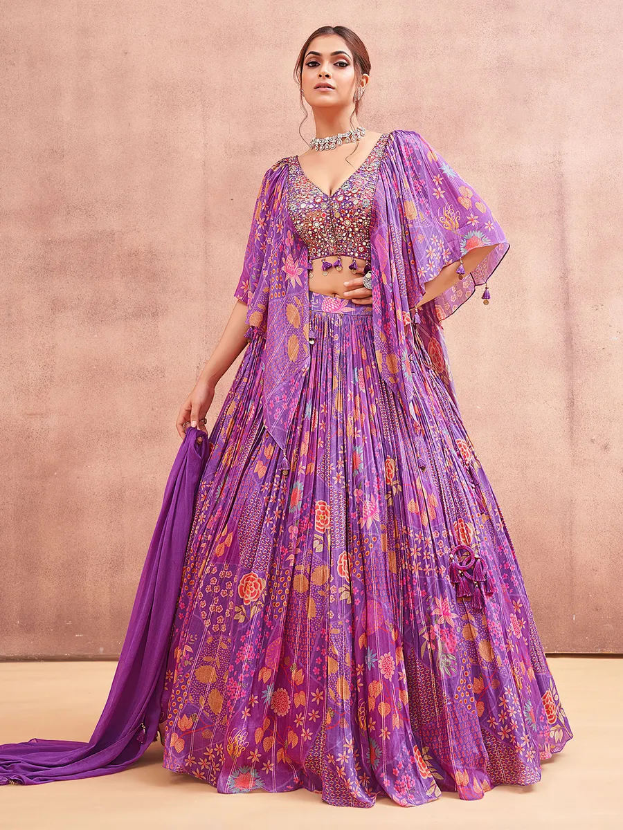 Trendy purple lehenga choli in silk-G3-WLC15606