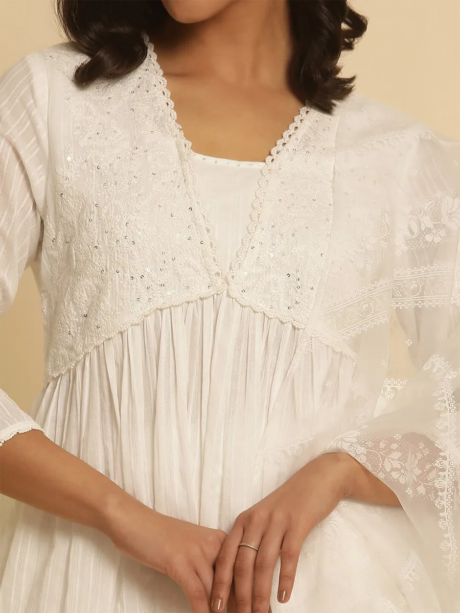 W white cotton kurti set with dupatta-G3-WPS03265 | United States