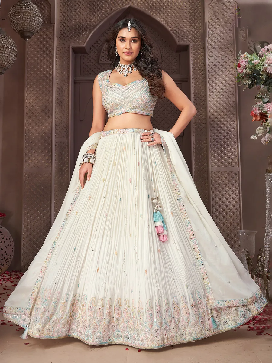 White lehenga choli in soft georgette-G3-WLC16381 | United States