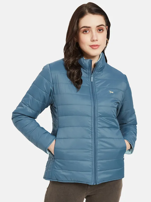 METTLE Women Blue Padded Jacket