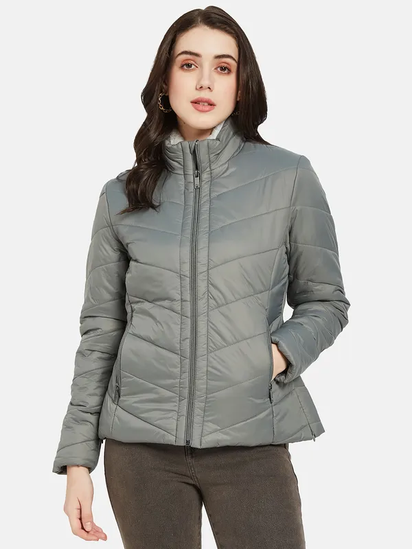 METTLE Women Olive Green Padded Jacket