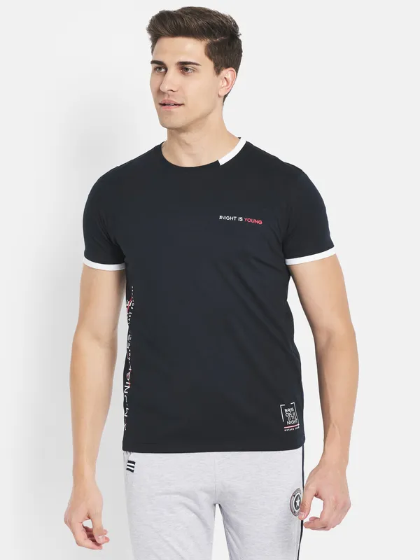 Octave Men Navy Blue T-shirt