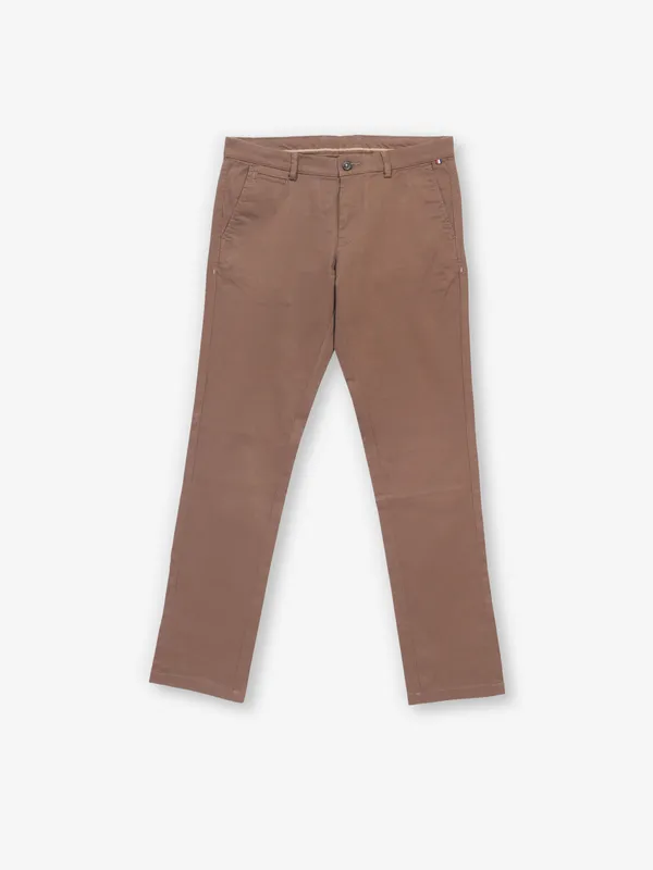 ARROW pastel brown solid cotton trouser-G3-MCT0955 | United States
