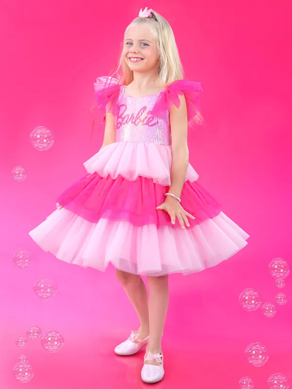 BARBIE pink net layered frock -G3-GDR0571 | Canada