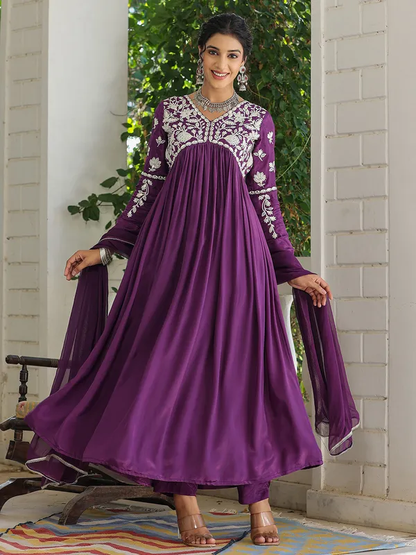 Beautiful purple silk kurti set-G3-WPS02956 | United States