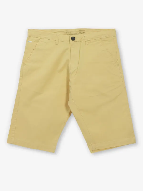 BEEVEE light yellow solid cotton shorts-G3-MSO0739 | United States