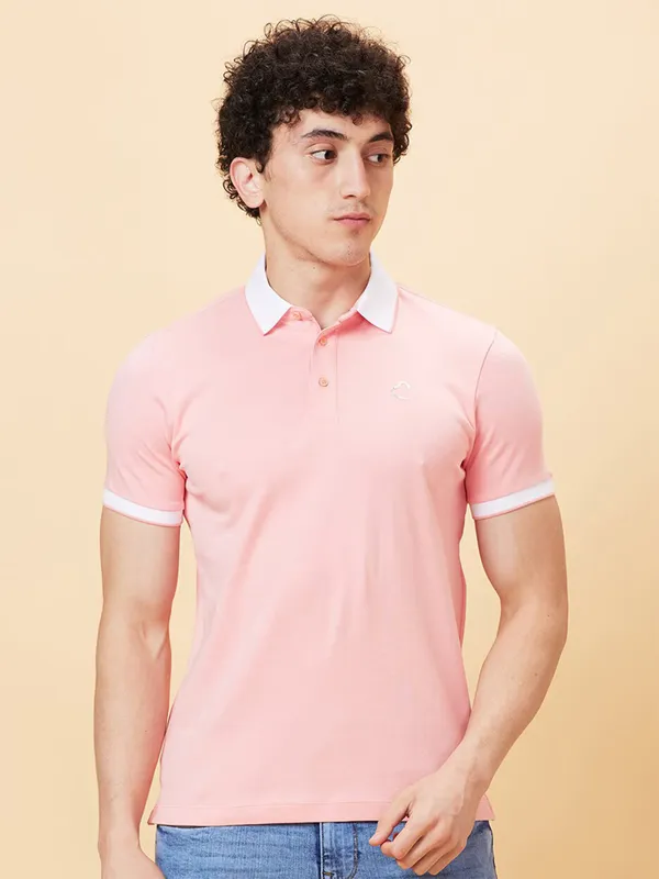 BEING HUMAN light pink plain polo t-shirt-G3-MTS18101 | United States